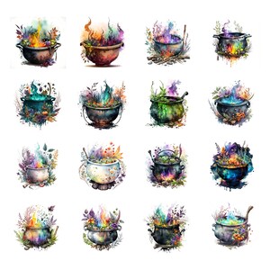 75 PNG Cauldrons Clipart, Whimsical Halloween, Floral and Greenery ...