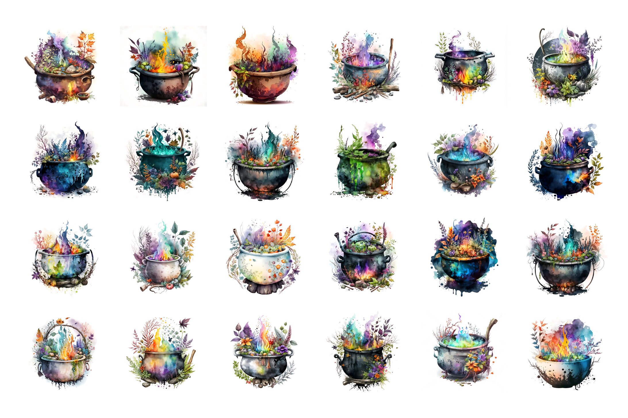 75 PNG Cauldrons Clipart, Whimsical Halloween, Floral and Greenery ...