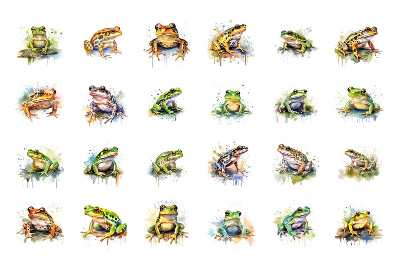 80 PNG Watercolor Stunning Frogs Clipart Bundle, Fantasy Frogs ...