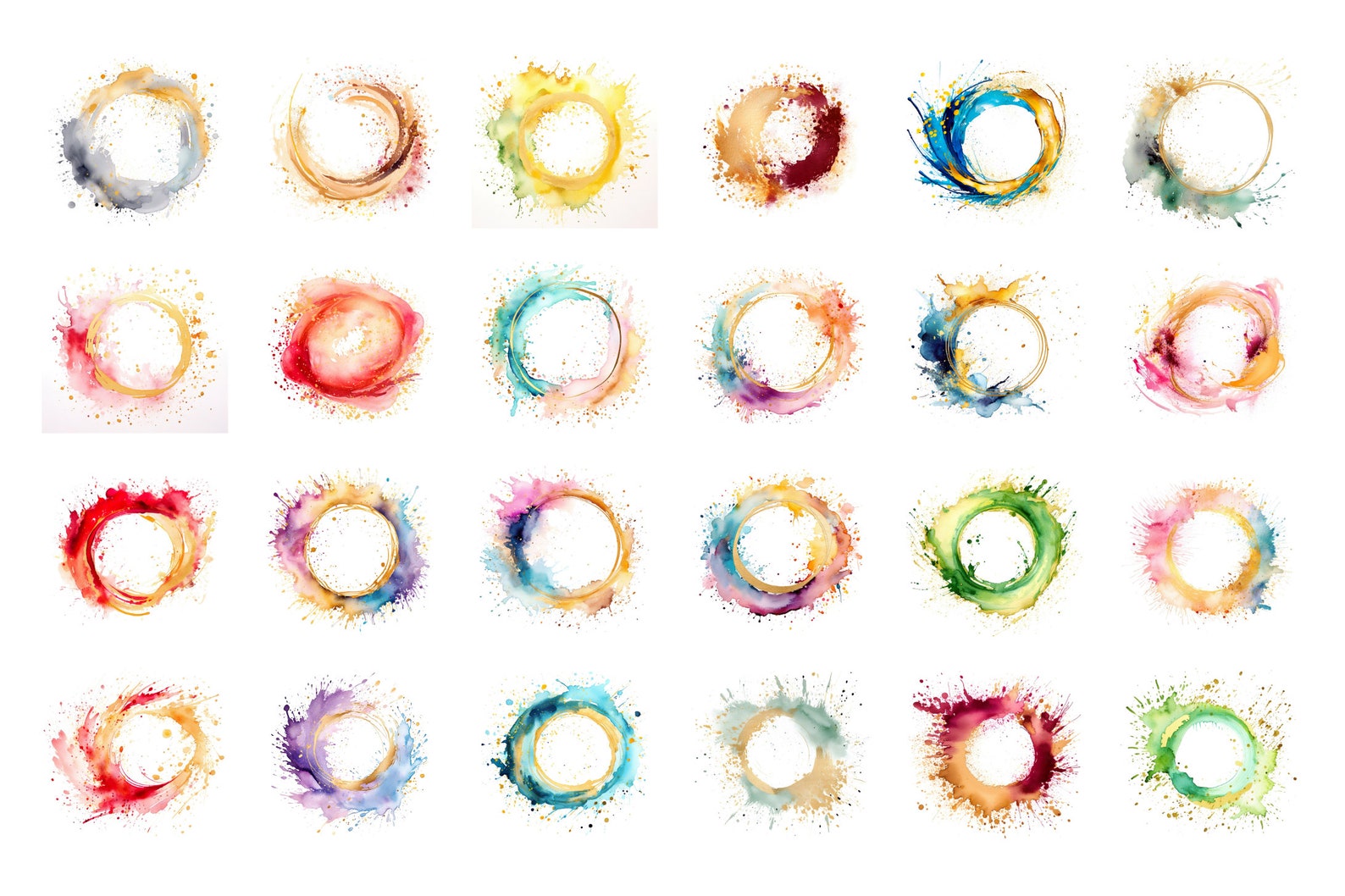 100 PNG Alcohol Ink Gold Splash, Paint Ring, Splatters, Colorful Pastel ...