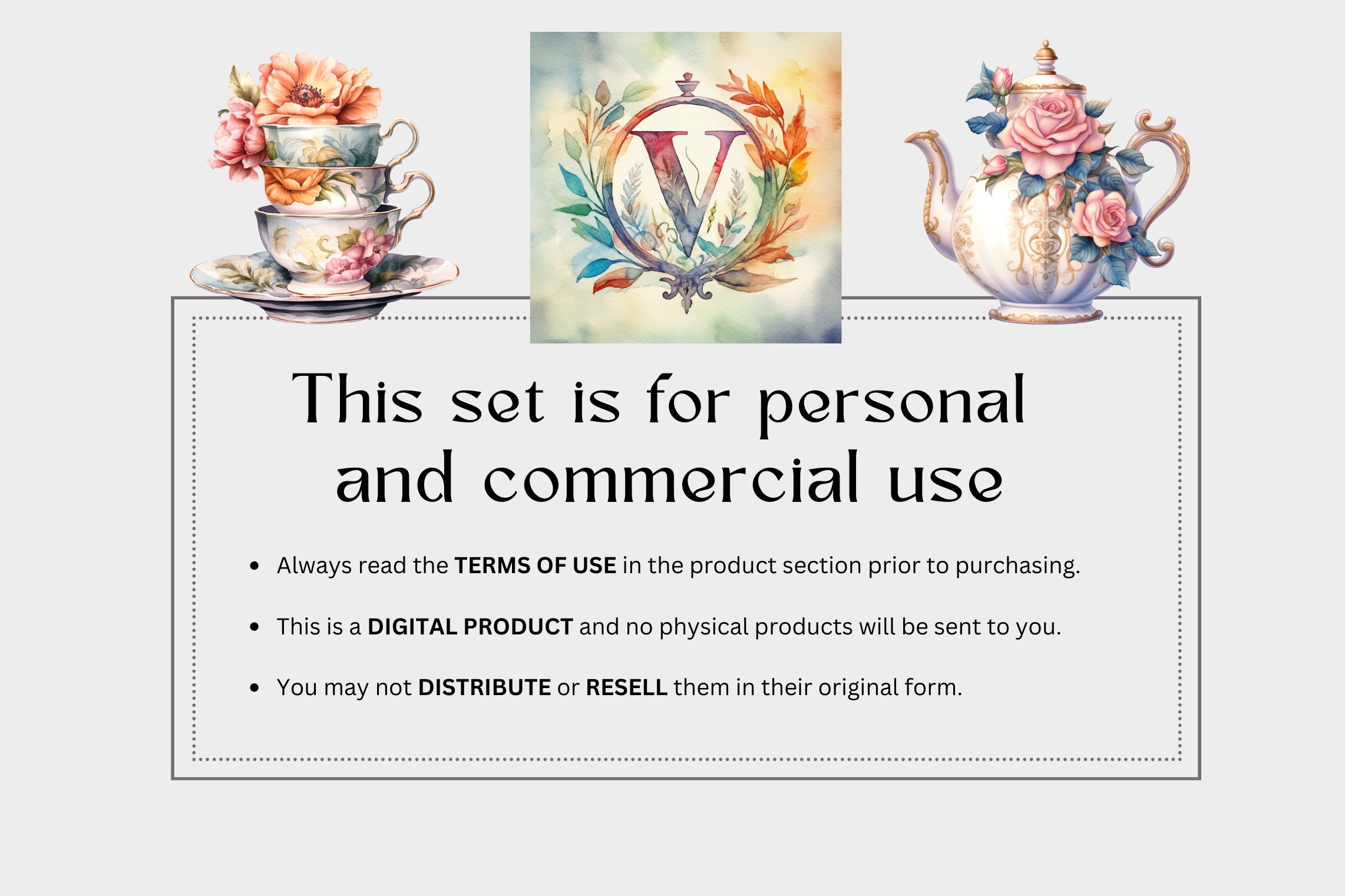 55 PNG Vintage Victorian Tea Time Teaset Tea Set Floral and - Etsy