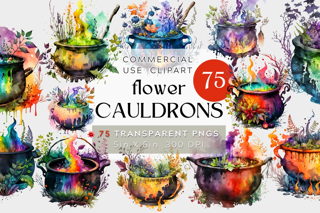 75 PNG Cauldrons Clipart, Whimsical Halloween, Floral and Greenery ...