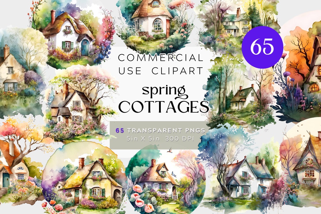 65 PNG Spring Cottages Clipart, Whimsical Springtime Homes and Cabins ...