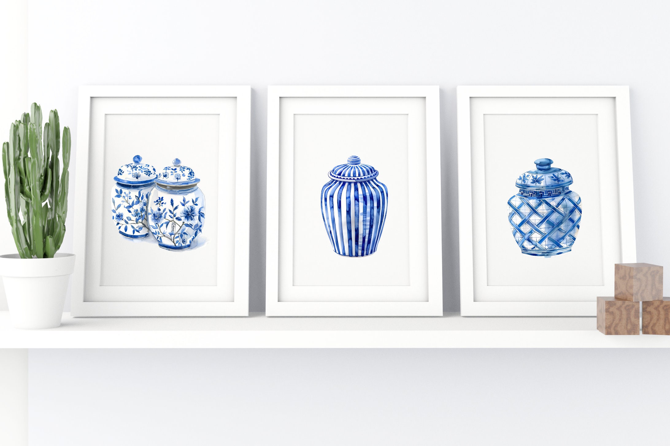 Chinoiserie Ginger Jars Vol2, Watercolor Clipart BUNDLE PNG ...