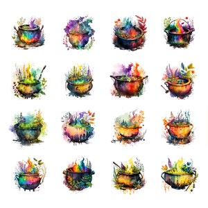 75 PNG Cauldrons Clipart, Whimsical Halloween, Floral and Greenery ...