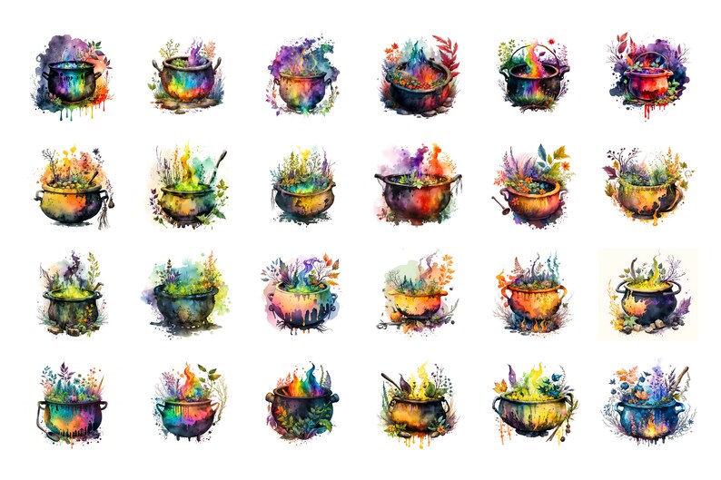 75 PNG Cauldrons Clipart, Whimsical Halloween, Floral and Greenery ...