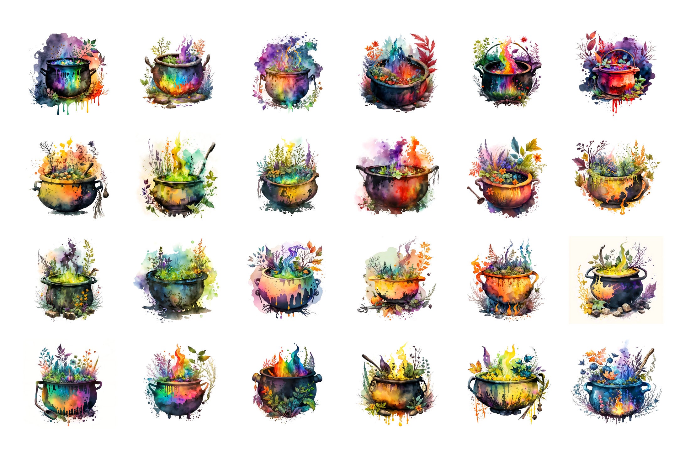 75 PNG Cauldrons Clipart, Whimsical Halloween, Floral and Greenery ...