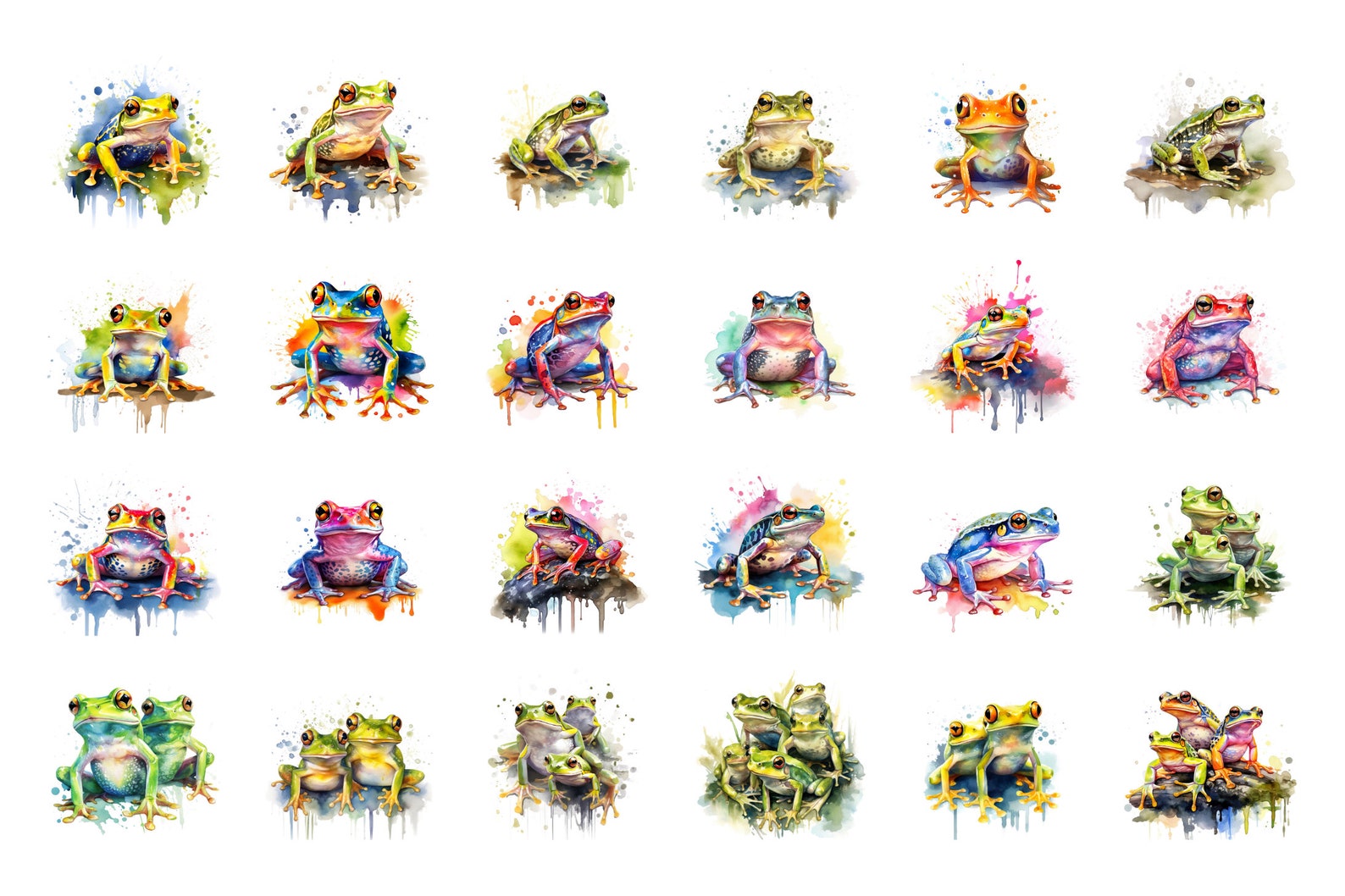 80 PNG Watercolor Stunning Frogs Clipart Bundle, Fantasy Frogs ...