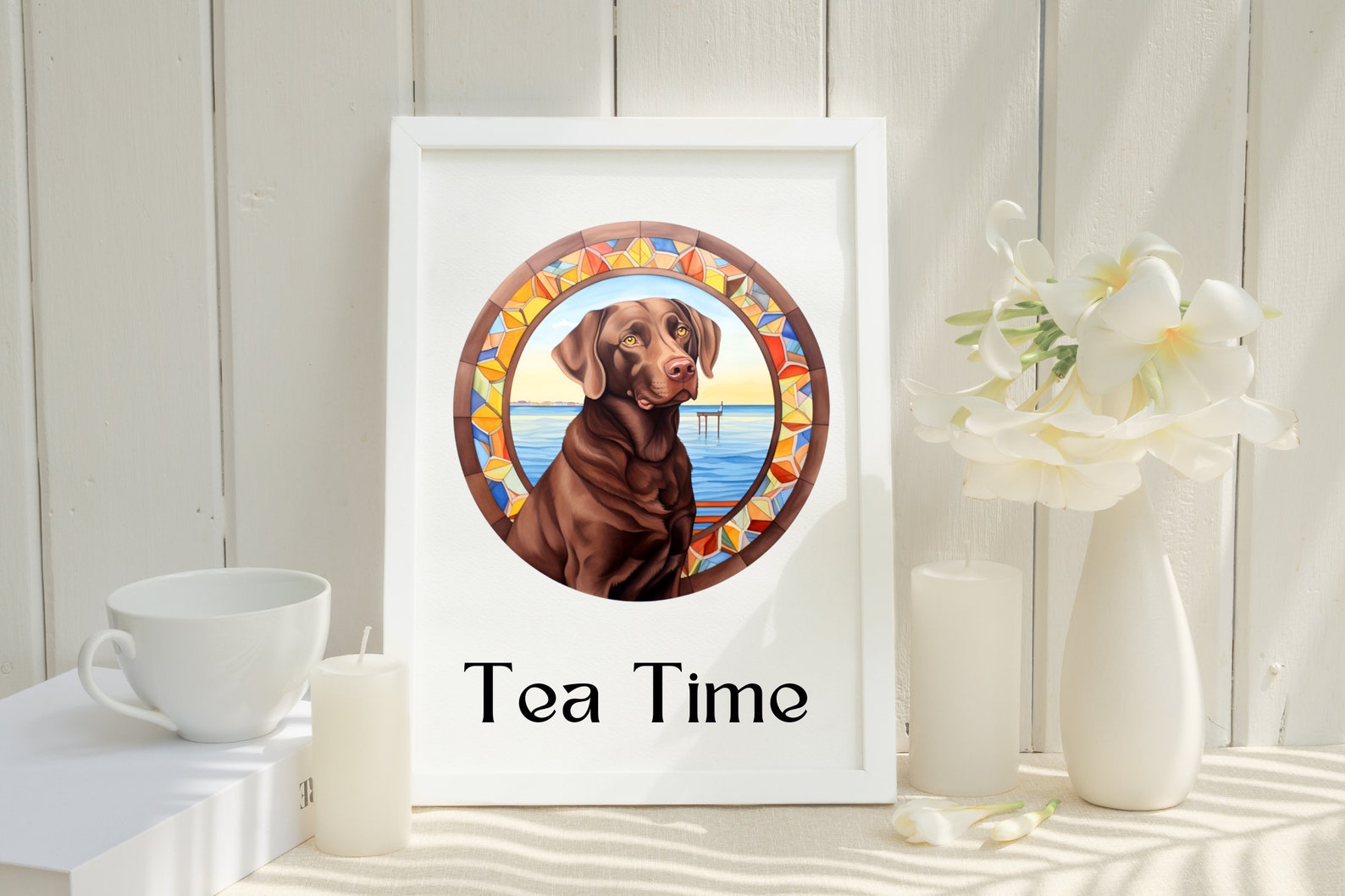 Stained Glass Chocolate Labrador Designs, Mandala Watercolor Clipart ...