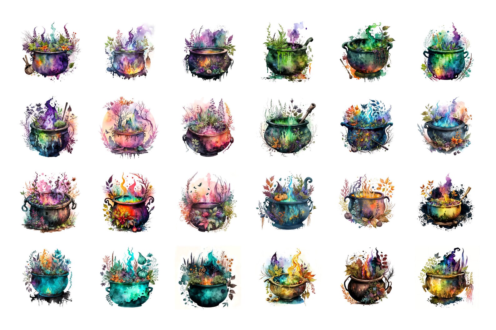 75 PNG Cauldrons Clipart, Whimsical Halloween, Floral and Greenery ...