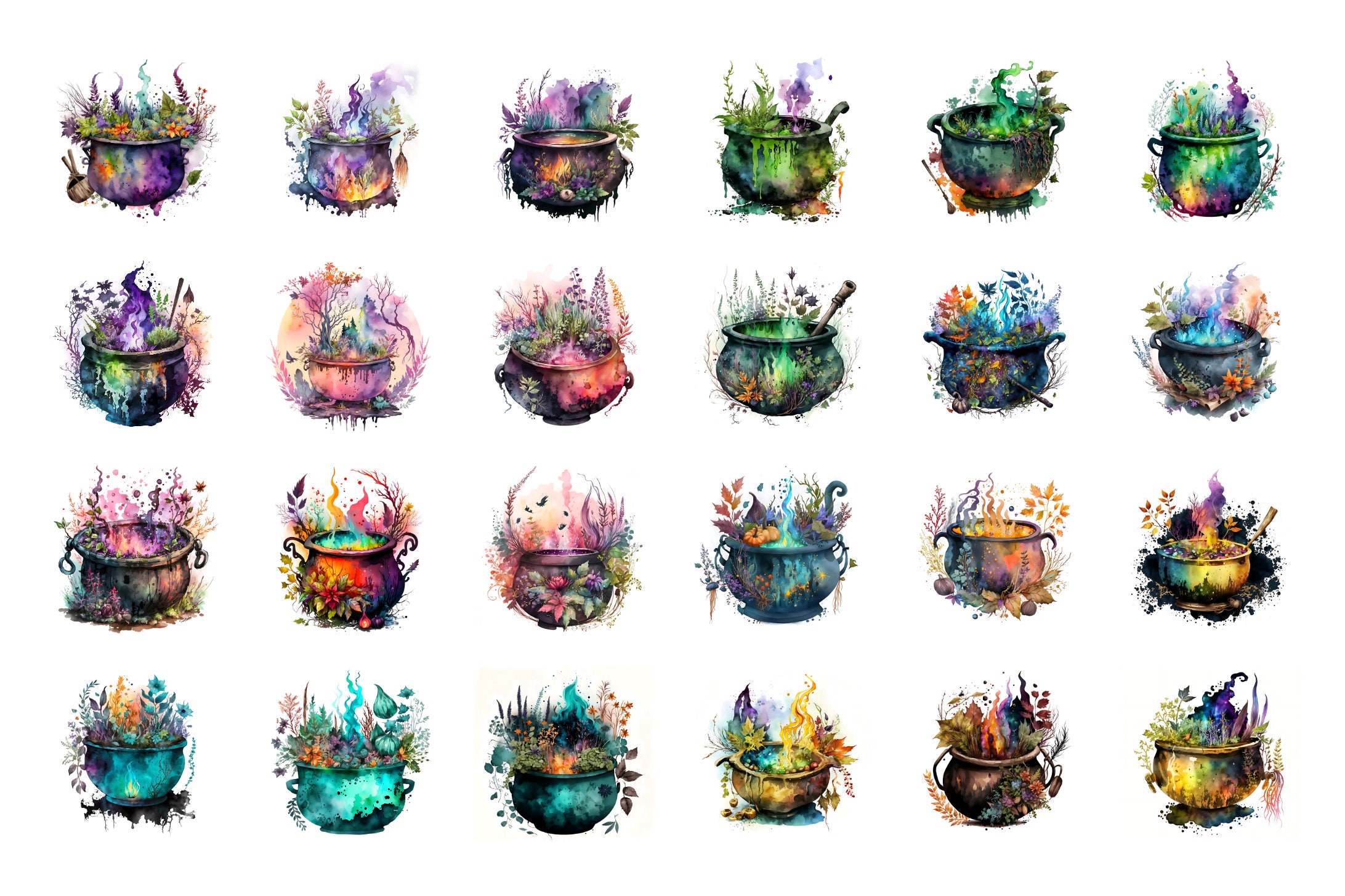 75 PNG Cauldrons Clipart, Whimsical Halloween, Floral and Greenery ...