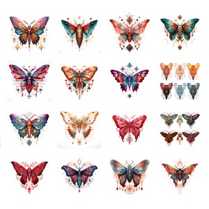 80 PNG Ornate Moth Graphic Design Bundle, Watercolor Illustration ...