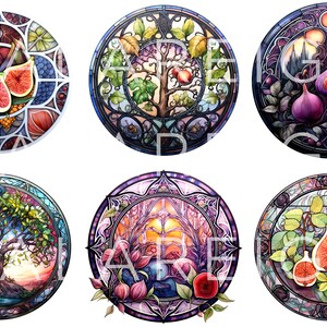 Stained Glass Figs Clipart, Figs and Fruit, Mandala Watercolor Clipart ...
