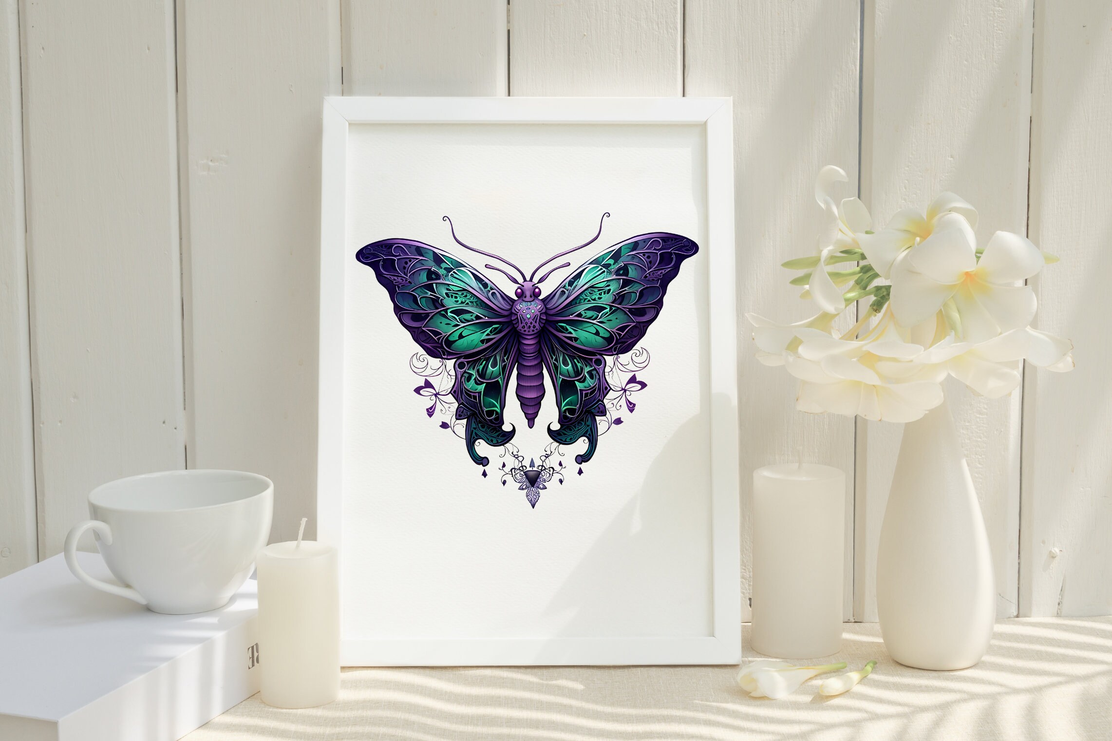 80 PNG Ornate Moth Graphic Design Bundle, Watercolor Illustration ...