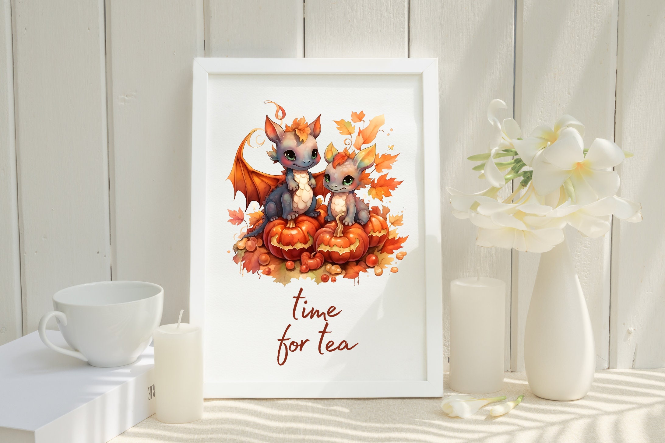 80 PNG Fall / Autumn Dragons Clipart, Fantasy Watercolor Dragons ...