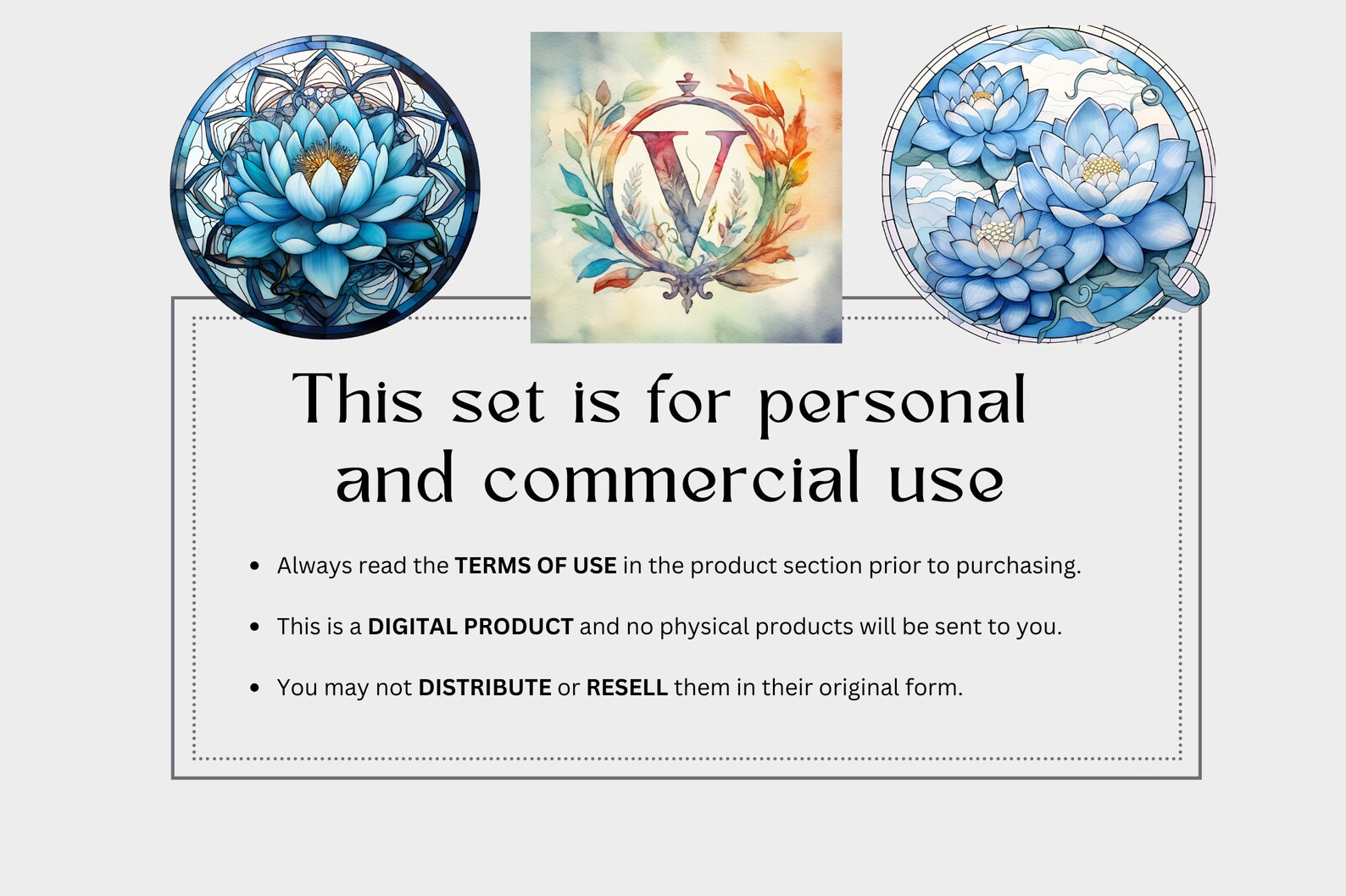 Stained Glass Sacred Blue Lotus Designs, Mandala Watercolor Clipart ...