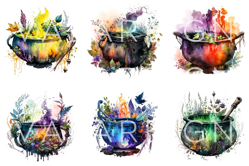 75 PNG Cauldrons Clipart, Whimsical Halloween, Floral and Greenery ...