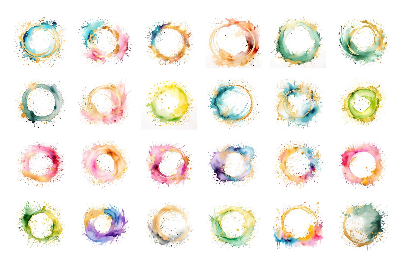 100 PNG Alcohol Ink Gold Splash, Paint Ring, Splatters, Colorful Pastel ...