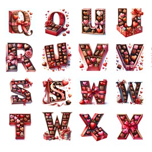 110 PNG Chocolate Box Monogram Clipart Bundle, Letters Watercolor ...