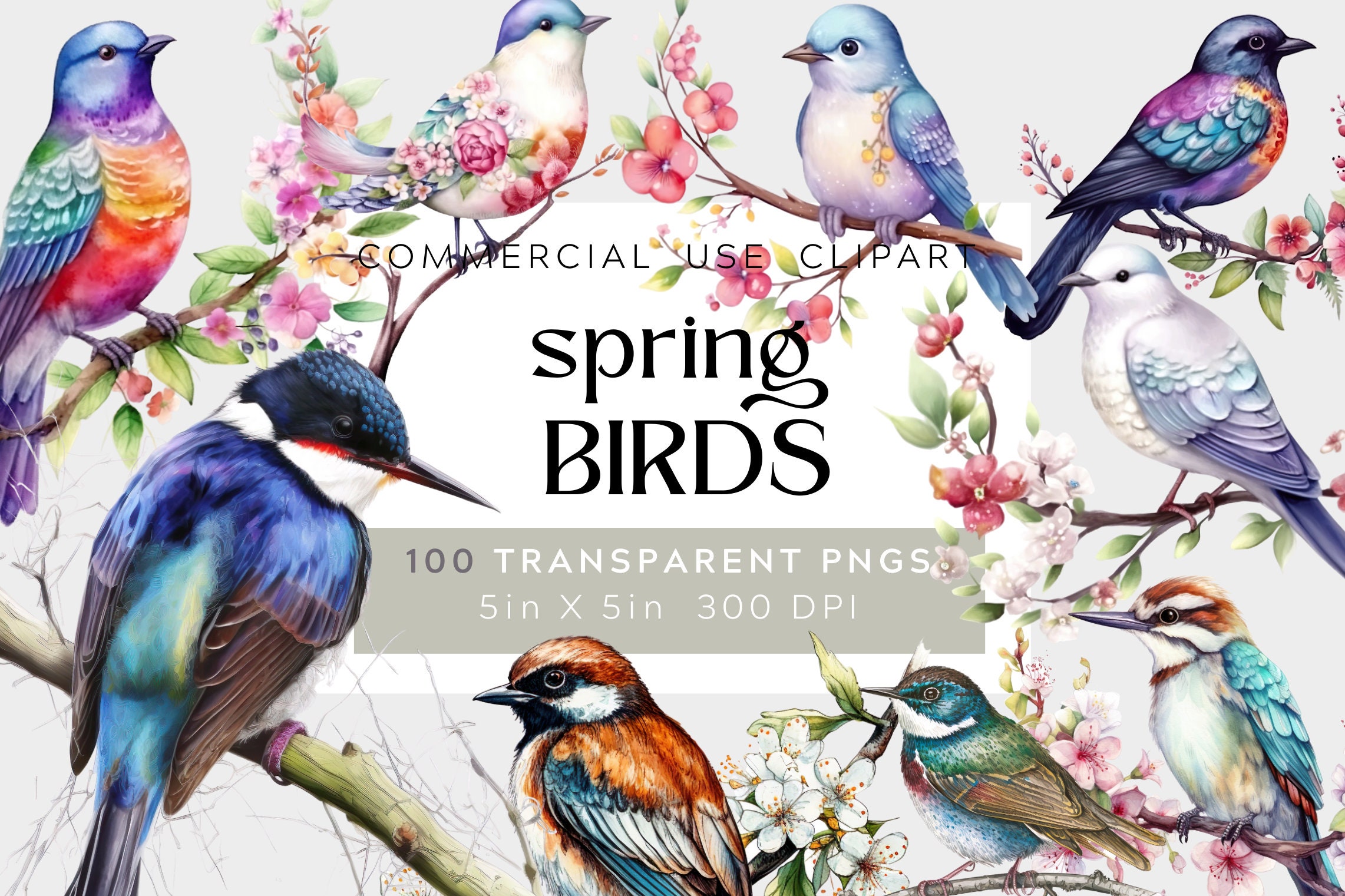 100 Watercolor Birds Clipart Bundle, Spring Birds Clipart, Birds Bundle ...