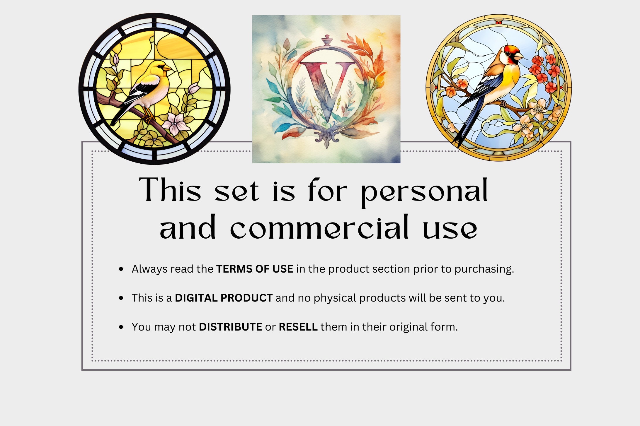 Stained Glass Finch Designs, Mandala Watercolor Clipart BUNDLE Stained ...