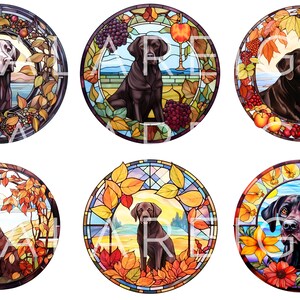 Stained Glass Chocolate Labrador Designs, Mandala Watercolor Clipart ...