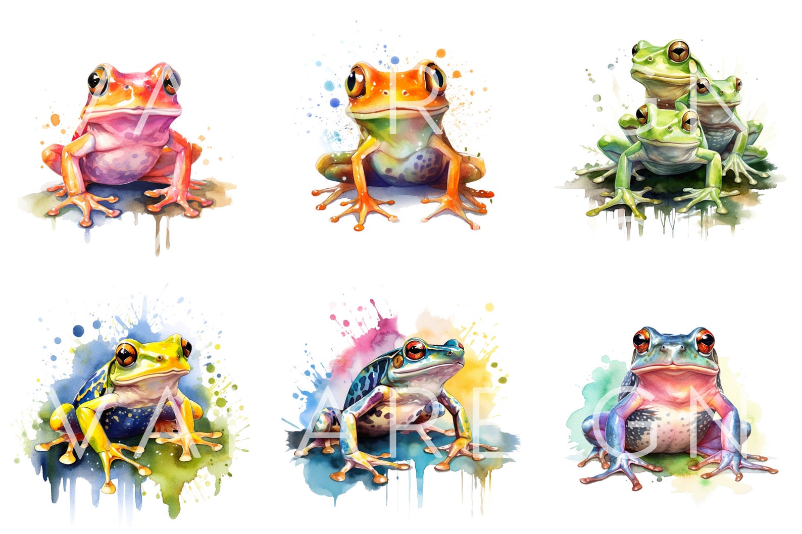 80 PNG Watercolor Stunning Frogs Clipart Bundle, Fantasy Frogs ...