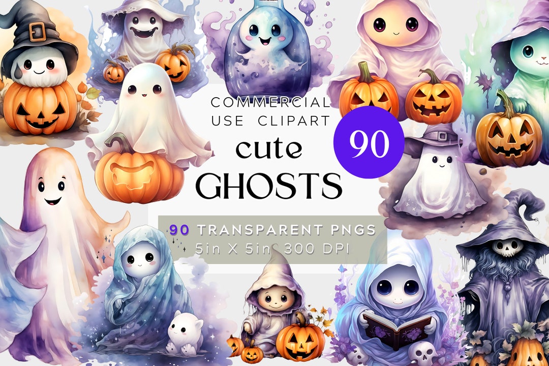 90 PNG Cute Ghost Clipart, Adorable Halloween Ghosts and Spooks ...