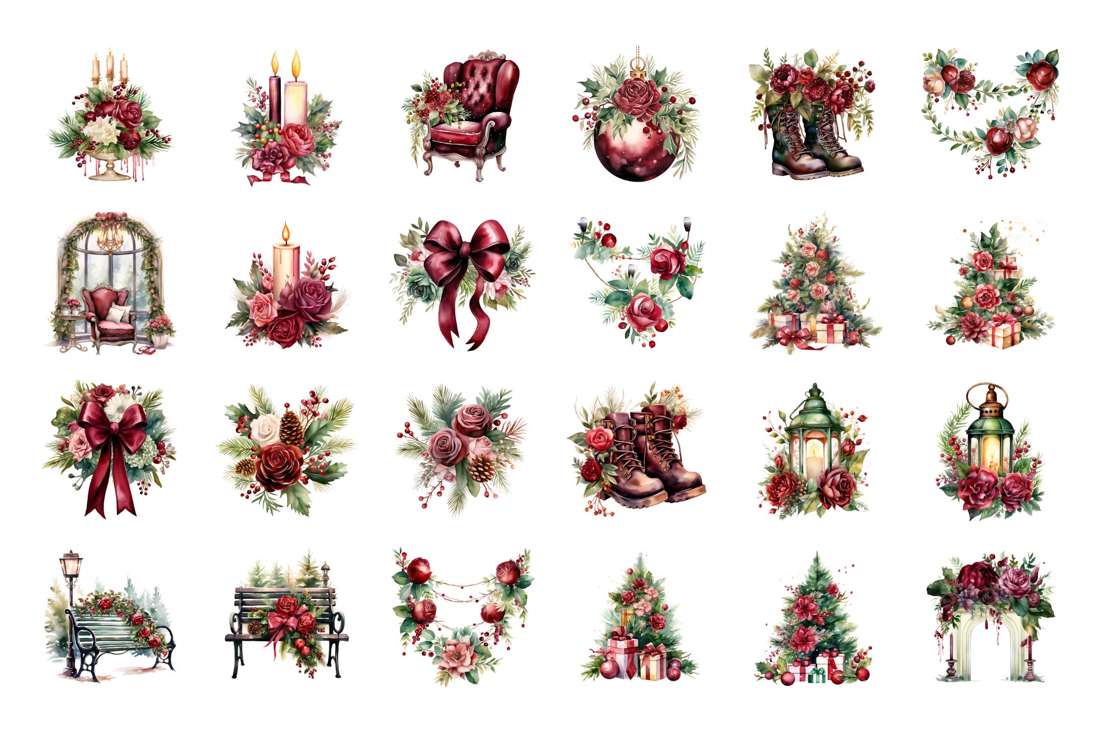 75 PNG Christmas Blooms Clipart, Adorable Xmas Santa, Elves, Puppies ...