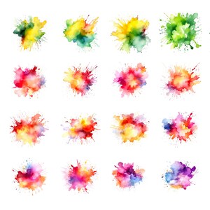 100 Watercolor Splash, Splatters, Alcohol Ink PNG, Commercial Use ...