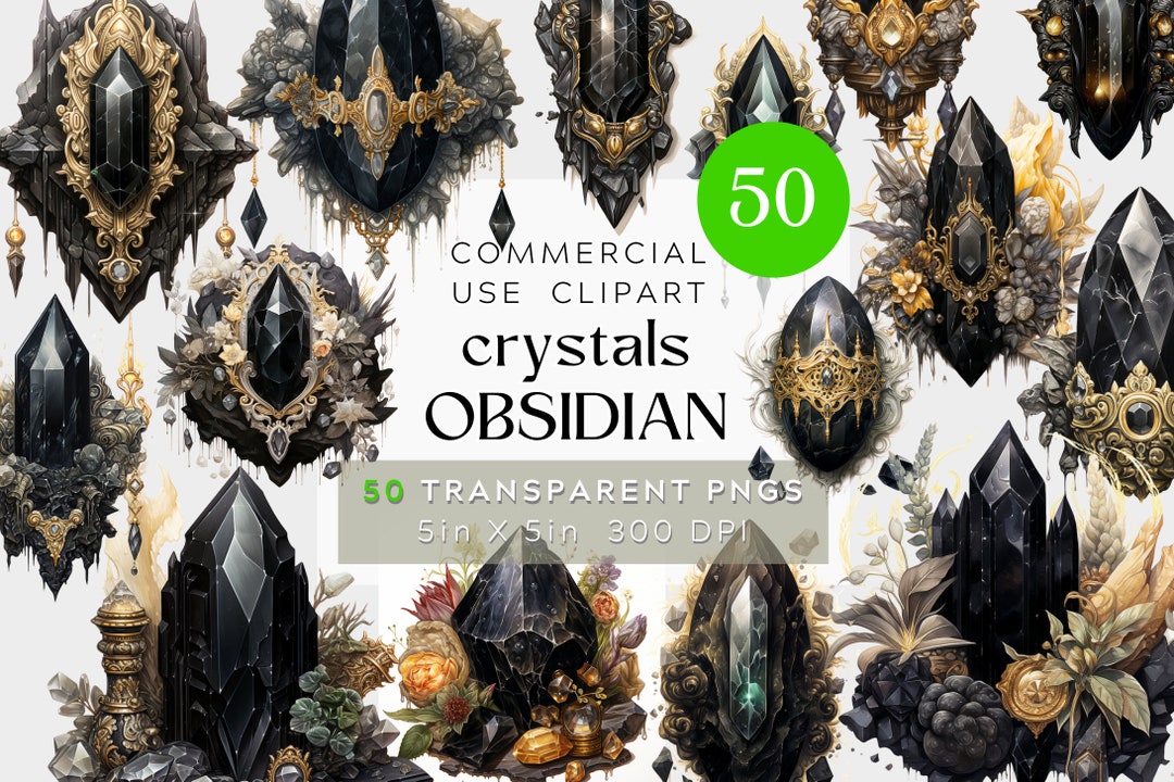 50 Gothic Obsidian Black Jewels Clipart, Pretty Gemstone Clipart ...