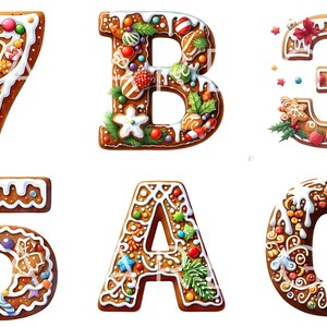 36 Gingerbread Monogram Clipart Bundle, Initial, Letters Watercolor ...