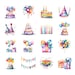 100 PNG Birthday Watercolor Clipart. BUNDLE Cute Cake, Balloons ...