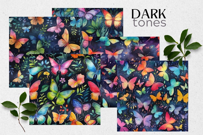 Rainbow Butterfly Patterns Seamless Paper, Watercolor Digital Junk ...