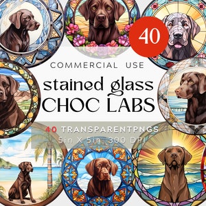 Stained Glass Chocolate Labrador Designs, Mandala Watercolor Clipart ...