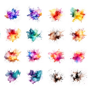 100 Watercolor Splash, Splatters, Alcohol Ink PNG, Commercial Use ...