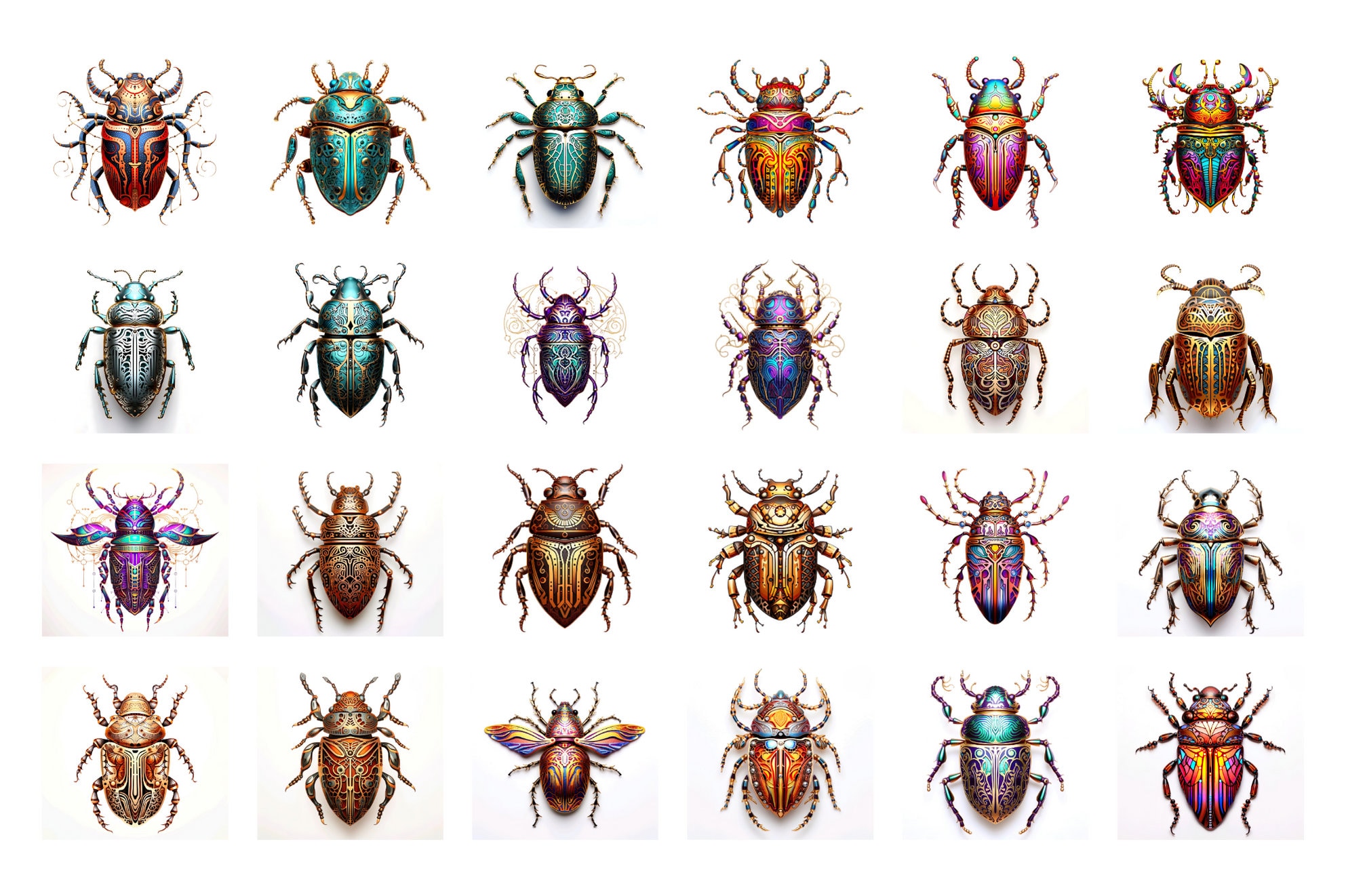 75 Ornate Beetle Graphic Design Bundle, Watercolor Illustration ...