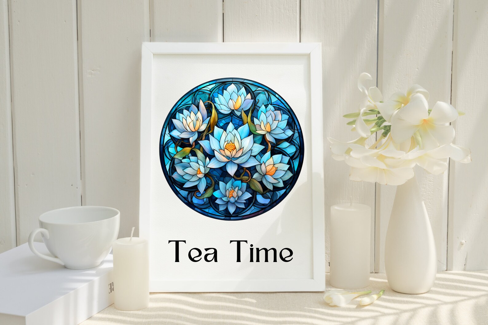 Stained Glass Sacred Blue Lotus Designs, Mandala Watercolor Clipart ...