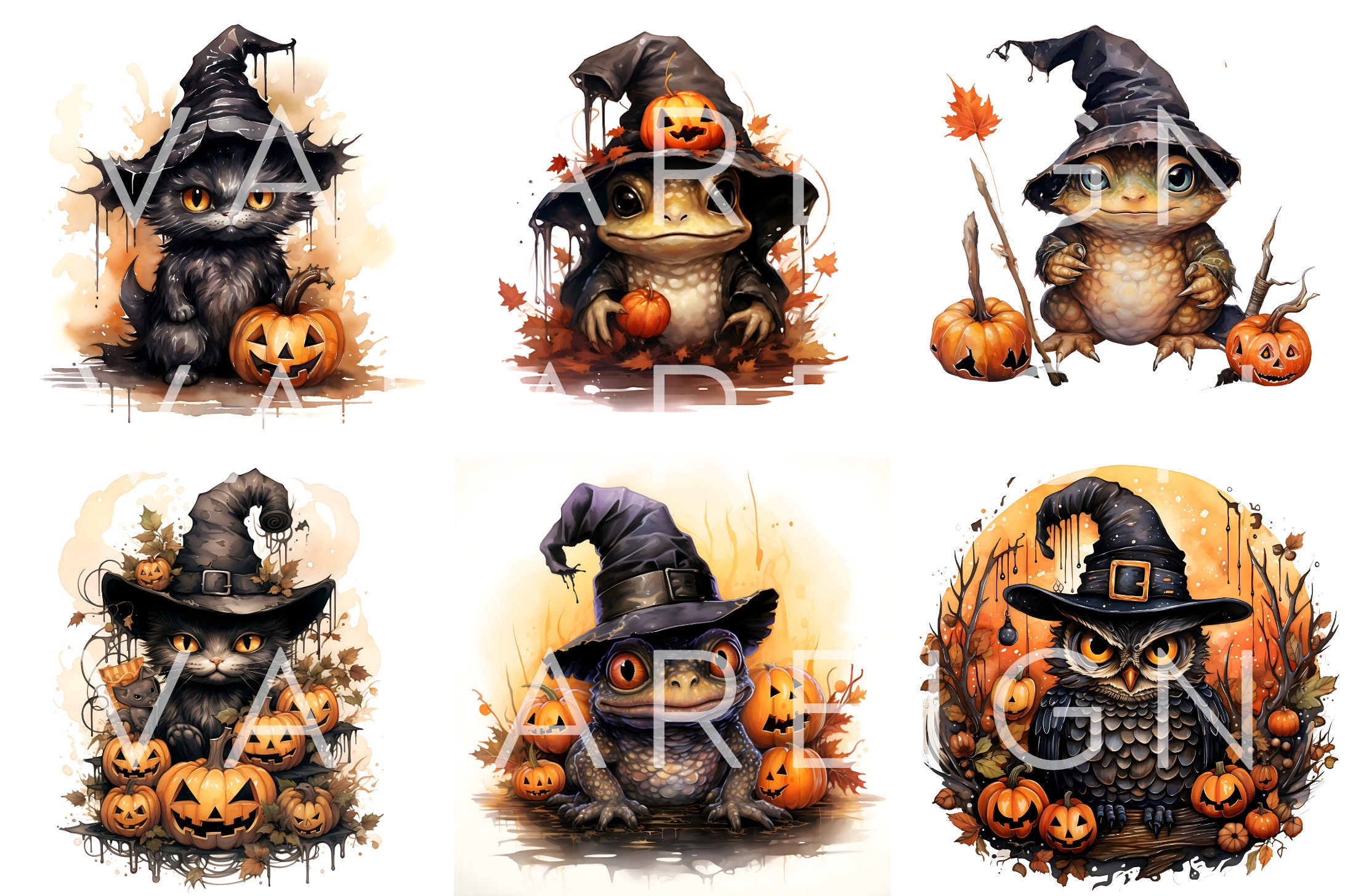 75 PNG Spooky Animals Clipart Bundle, Fantasy Cute and Scary Halloween ...