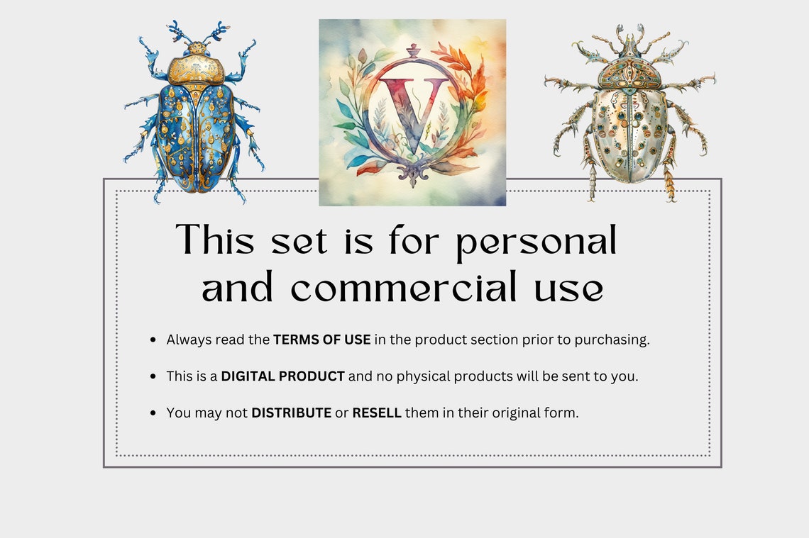 Ornate Scarab Beetle Graphic Design Bundle, Watercolor Illustration ...