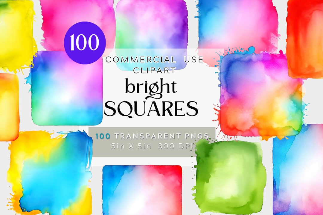 100 PNG Bright Squares, Splatters, Alcohol Ink Splash, Commercial Use ...