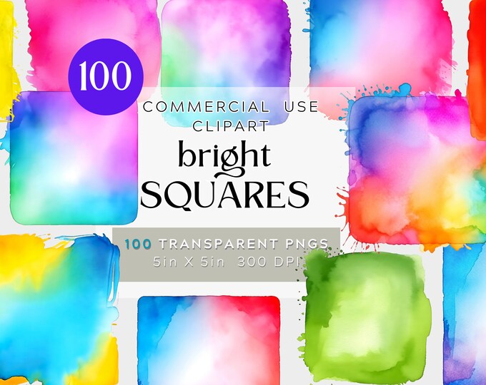 Vibrant Watercolor Splashes - 100 PNG Clipart Bundle for Commercial Use ...