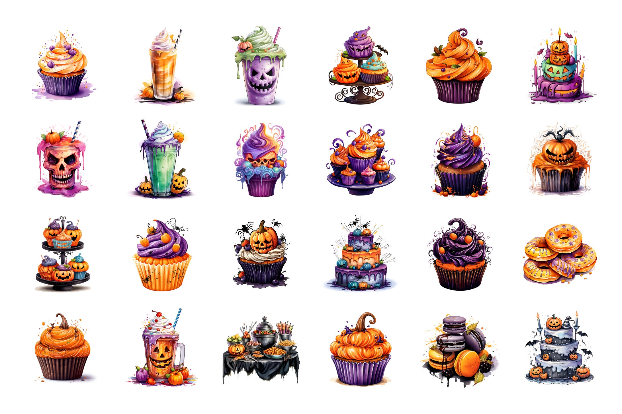 95 PNG Halloween Party Food, Spooky Cakes, Donuts, Milkshakes, Cookies,cupcakes Clipart Bundle ...