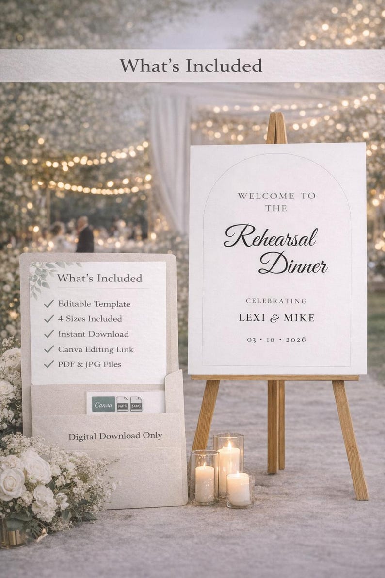 Rehearsal Dinner Welcome Sign Template | Editable Wedding Sign ...