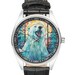 Stained Glass Polar Bear Watch With Black Leather Band, Watches for Men ...