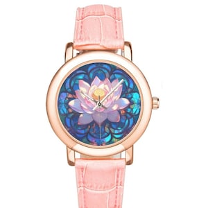 Cute Lotus Watch With Rose Gold Plated Bezel and Pink Leather Band ...