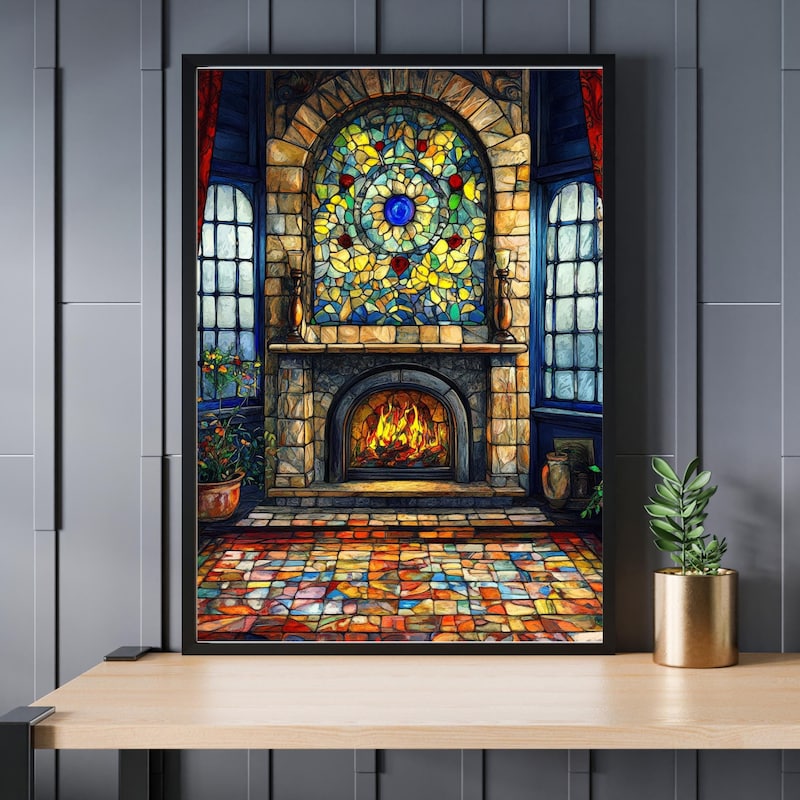 Stained Glass Fireplace - Etsy