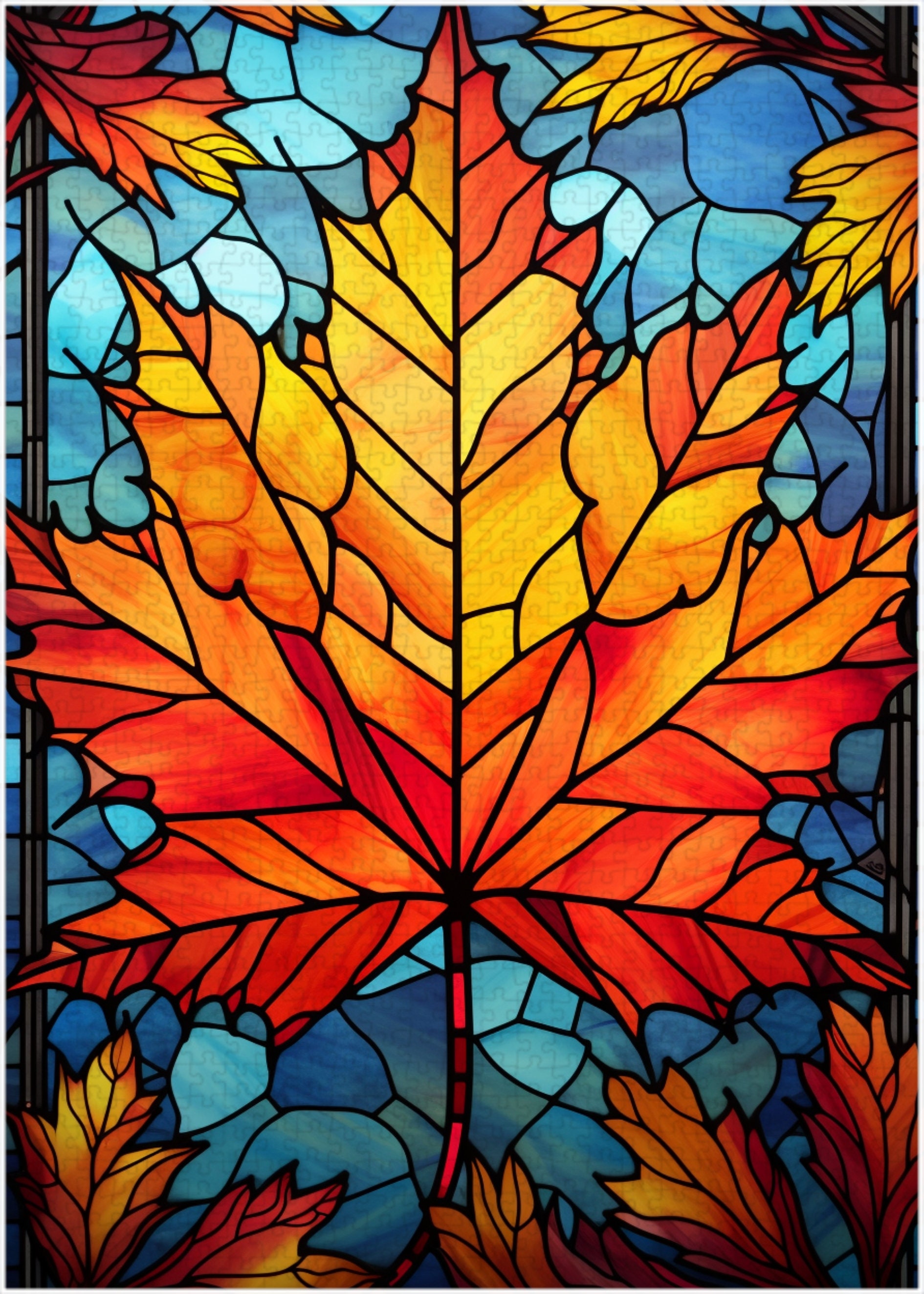 Stained Glass Maple Leaf Jigsaw Puzzle 300/500/1000 Piece - Etsy