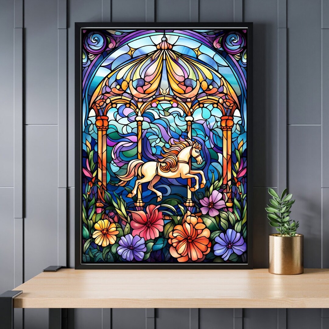 Stained Glass Carousel Jigsaw Puzzle 300/500/1000 Piece - Etsy
