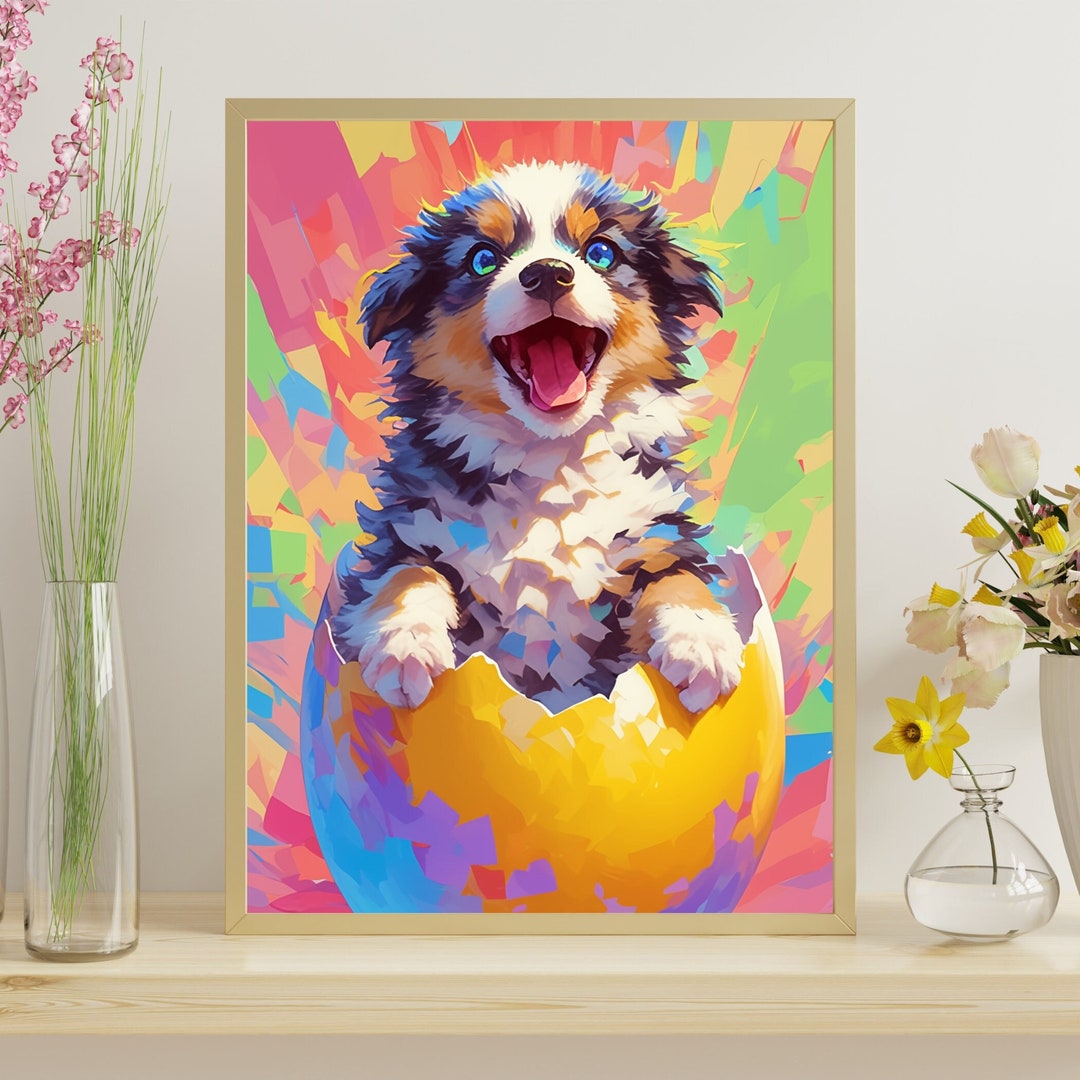 Cute Australian Shepherd Hatching Egg Jigsaw Puzzle 300/500/1000 Piece ...